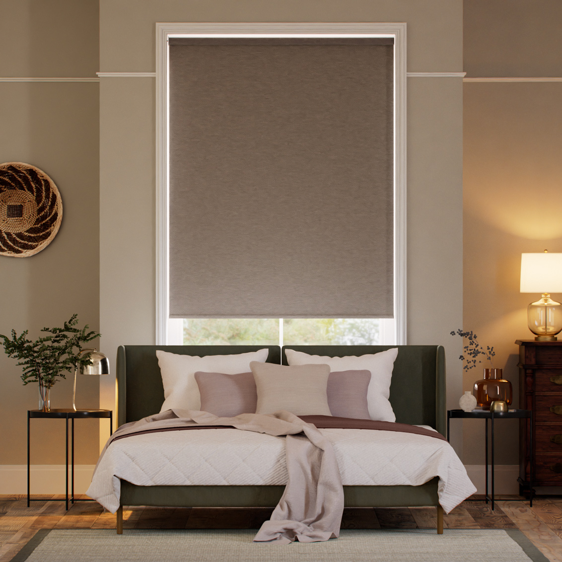 Rullgardin Twist2Fit Tamlin Blackout Faux Suede Taupe